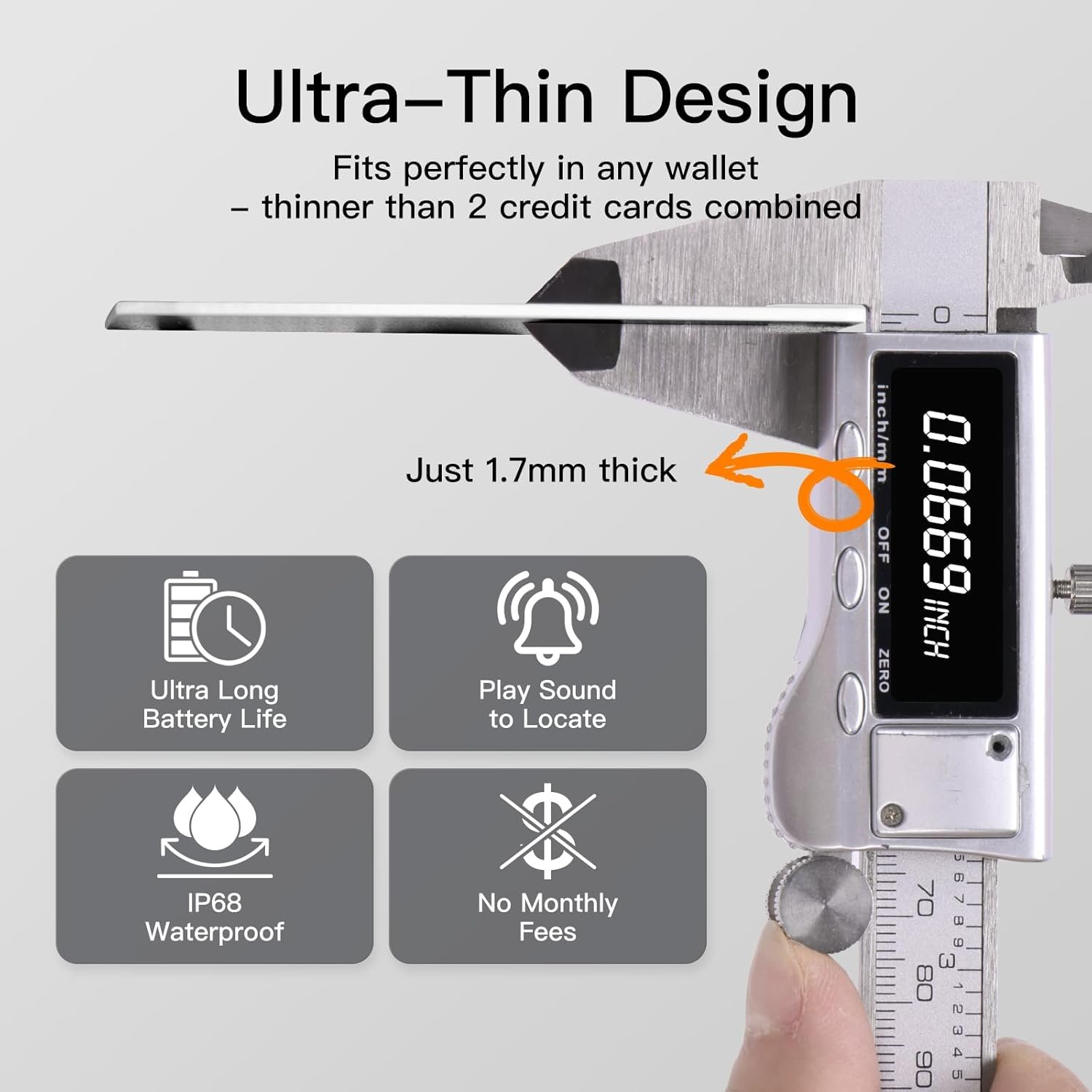 2025 MFi Certified Smart Wallet Tracker Card: Ultra Slim Air ...